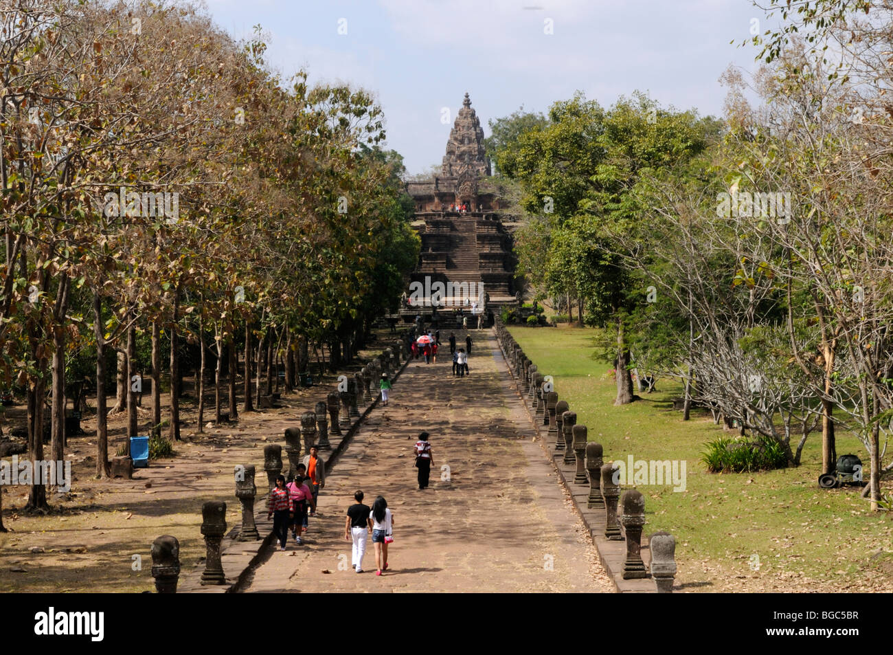 Thailand; Isaan; Buriram Province; Promenade leading to Prasat Hin Khao ...