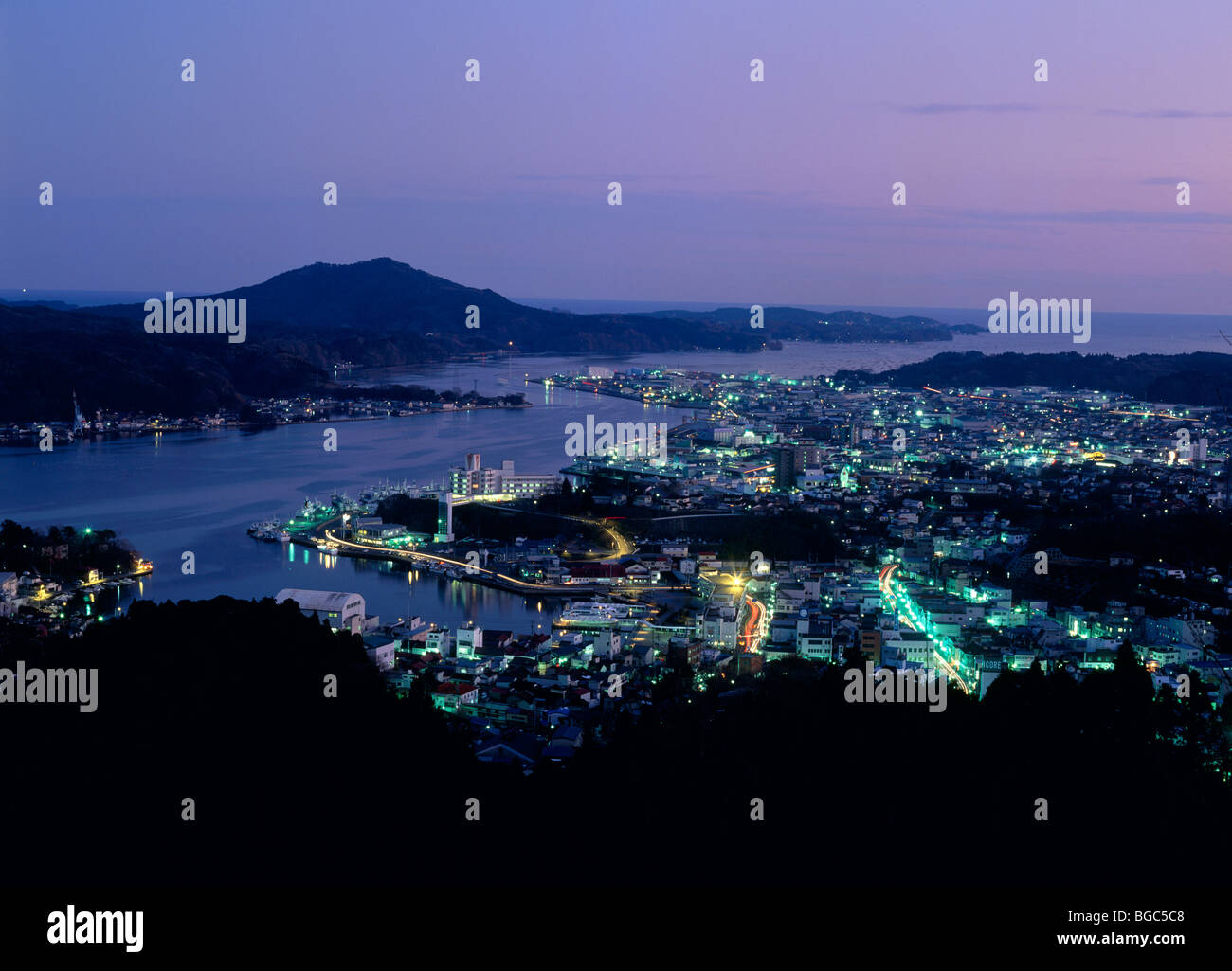 Night View of Kesennuma Port, Kesennuma, Miyagi, Japan Stock Photo - Alamy
