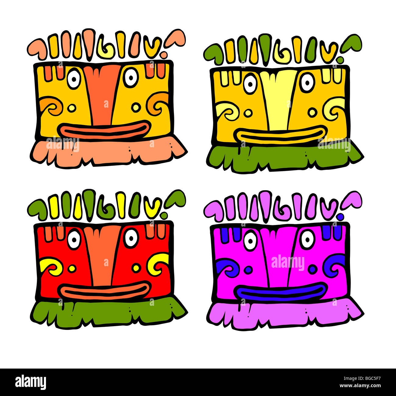 Cute, smiling, 4 ancient totems of luck Stock Photo - Alamy