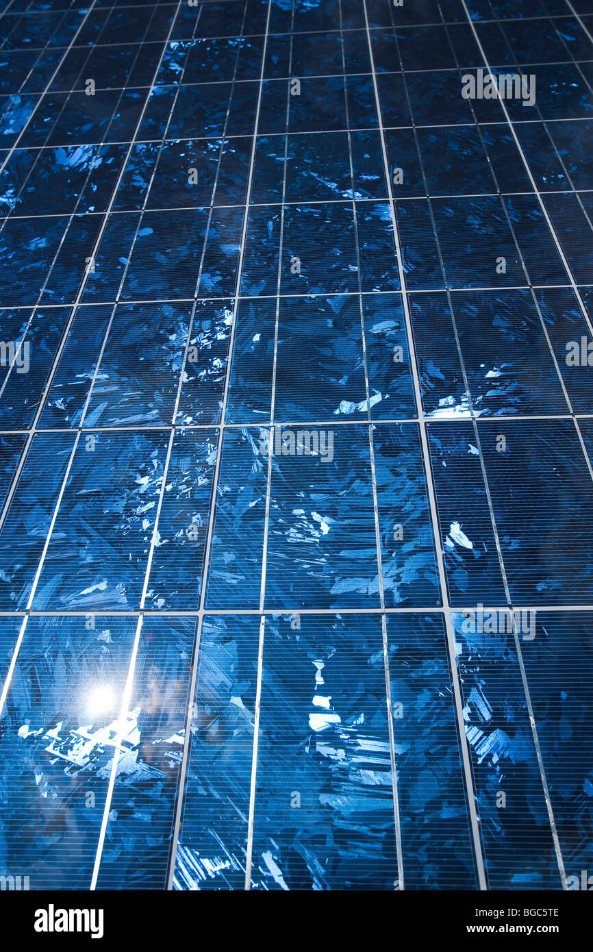Polycrystalline silicon solar cells in a solar module Stock Photo - Alamy