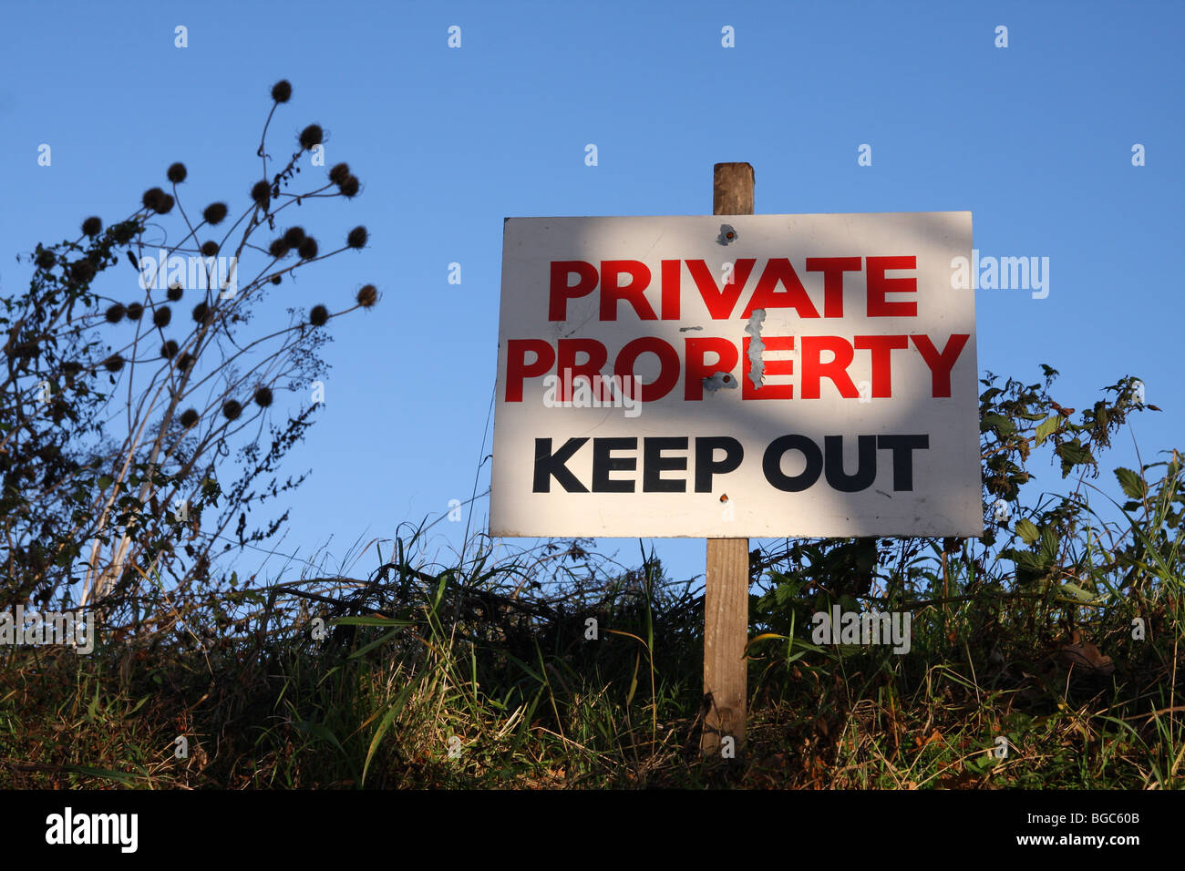 Sign Private Property sign keep out fishing danger water thin ice red ...