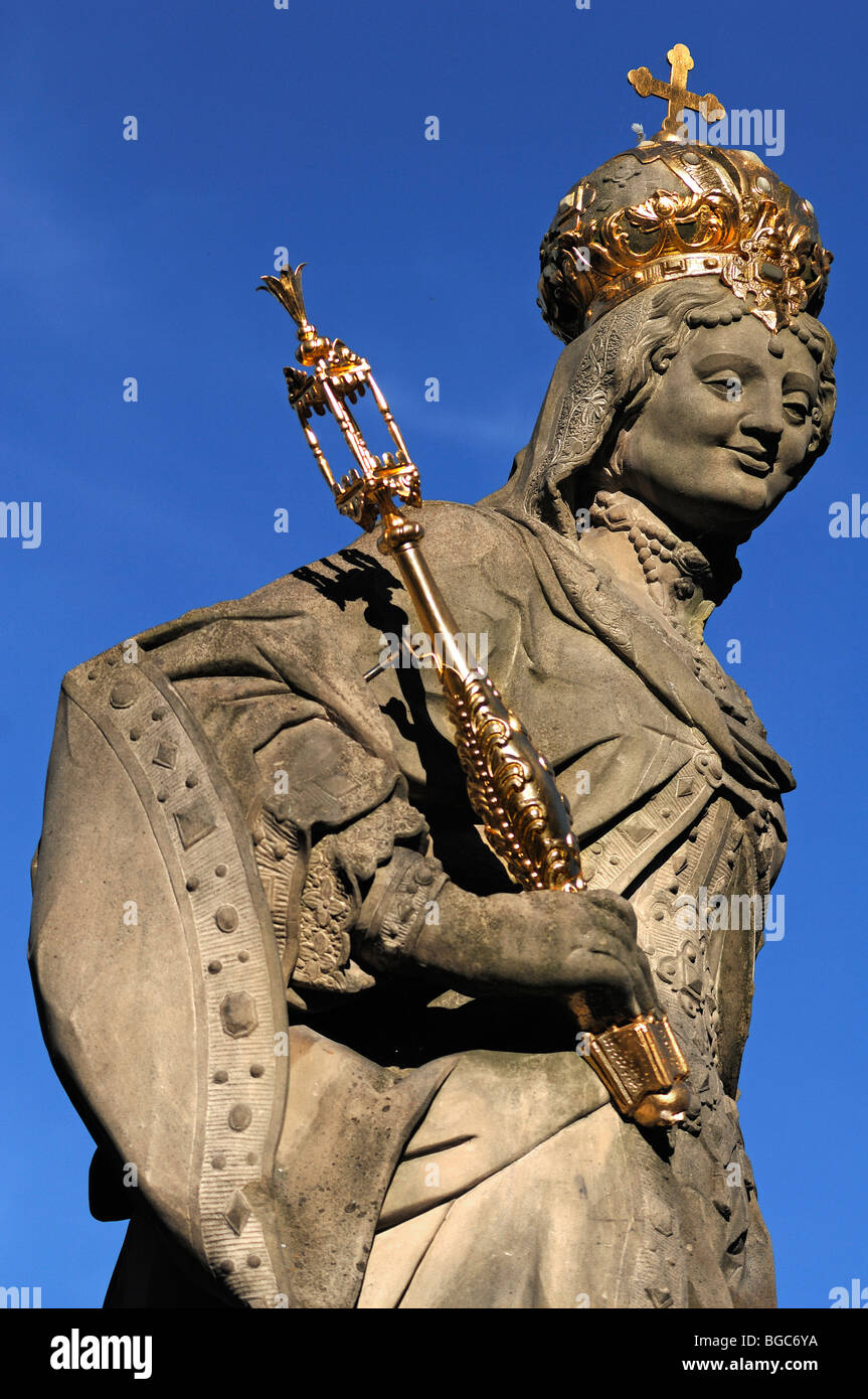 Detail of the statue of Empress Cunigunde with crown and scepter ...
