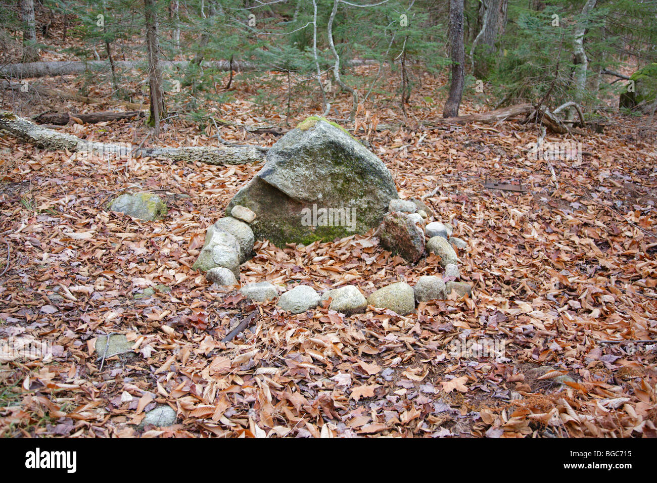 Fire pit along the Hancock Notch Trail in the White Mountains, New ...