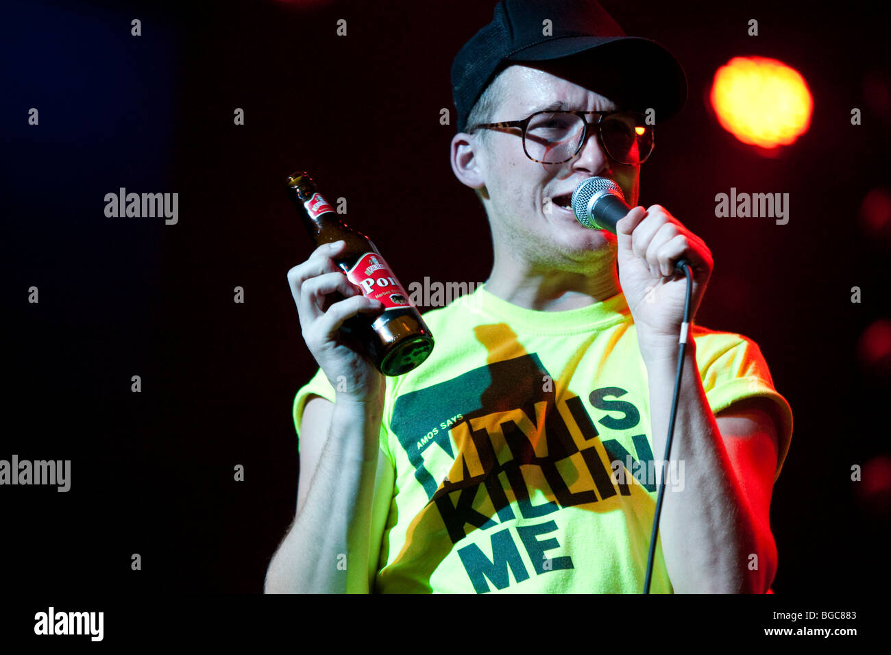 Georg Mueller, singer and frontman of the German funk band Schein, live ...
