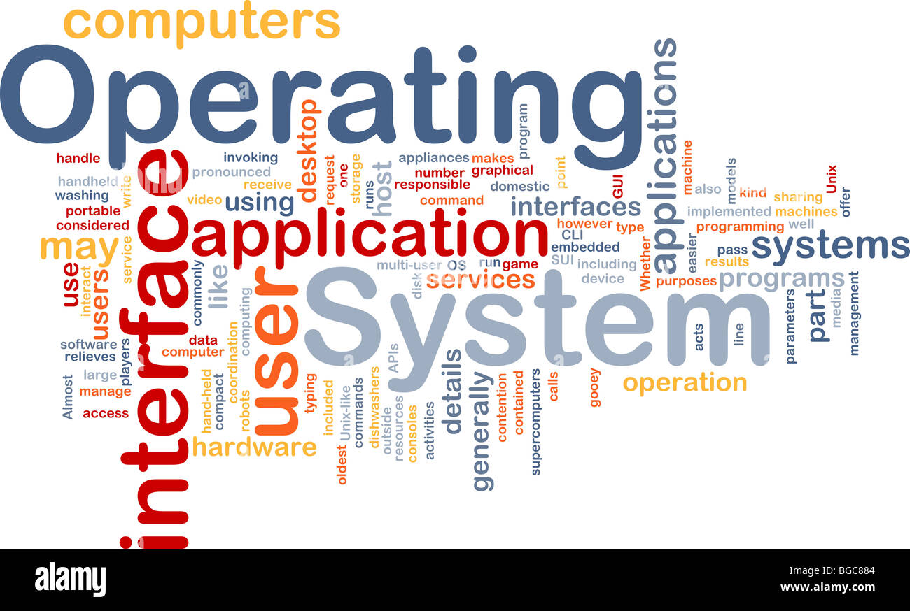 Word cloud concept illustration of operating system Stock Photo - Alamy