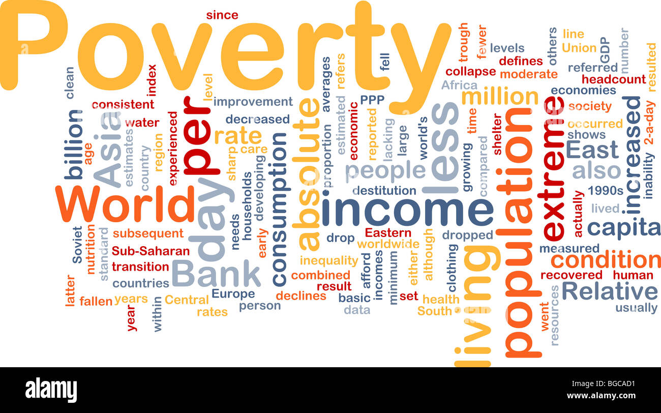 Word cloud concept illustration of income poverty Stock Photo - Alamy