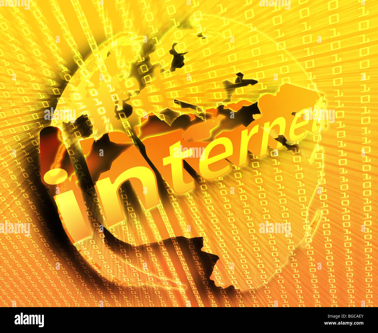 Internet background, on map of Europe illustration Stock Photo - Alamy