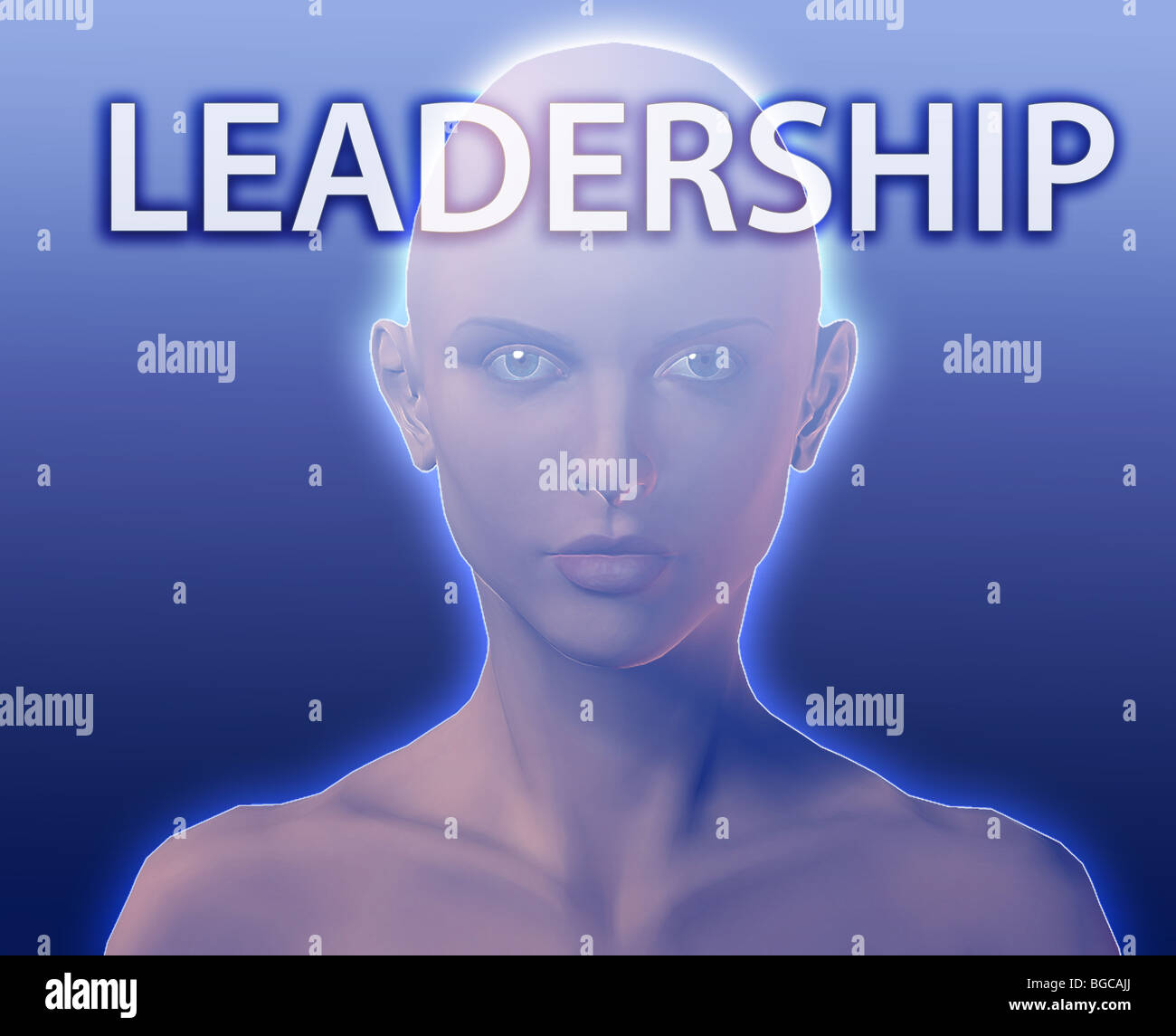 Illustration of woman's face with management strategy slogan Stock ...