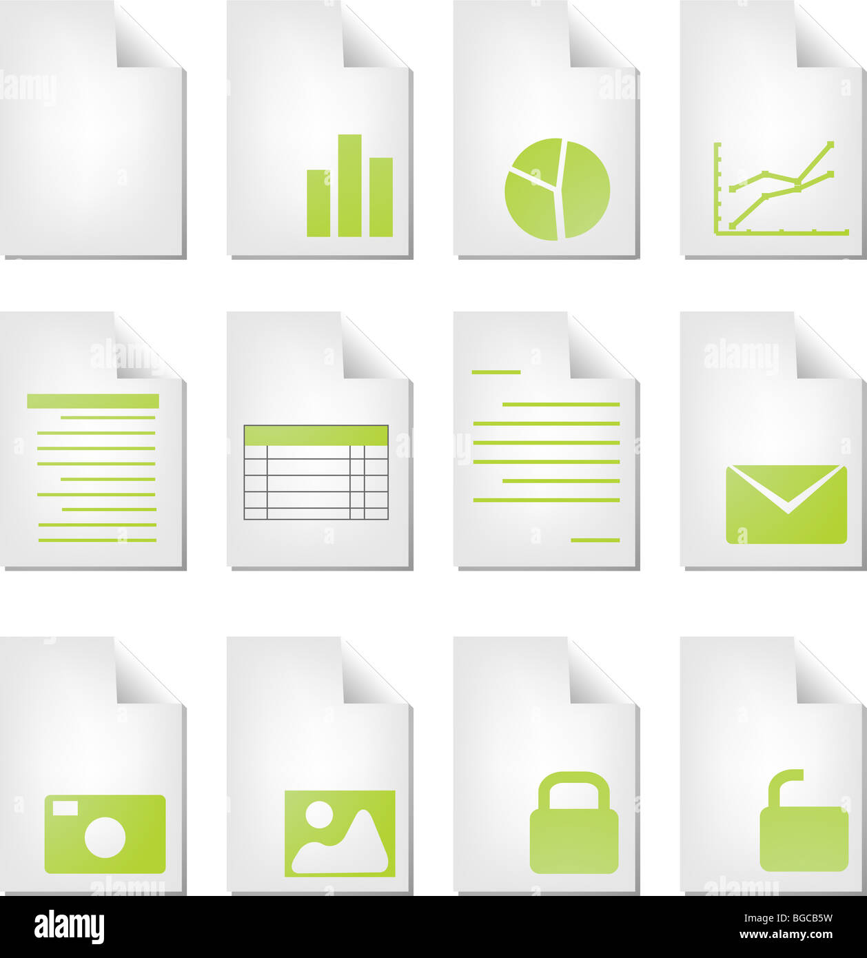 Document file types icon set clipart illustration Stock Photo - Alamy
