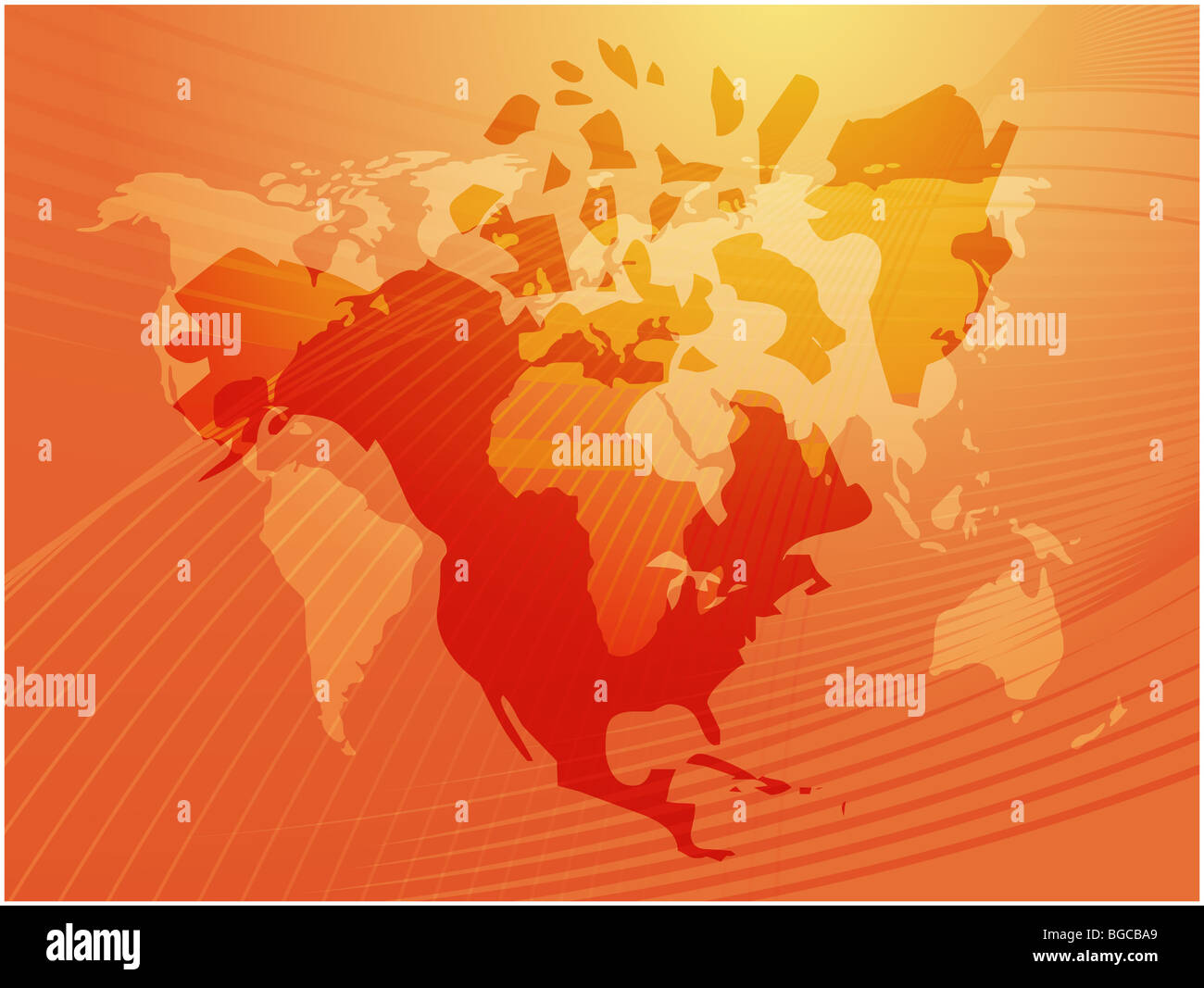 Map of the North American continent, USA Canada Mexico Stock Photo - Alamy