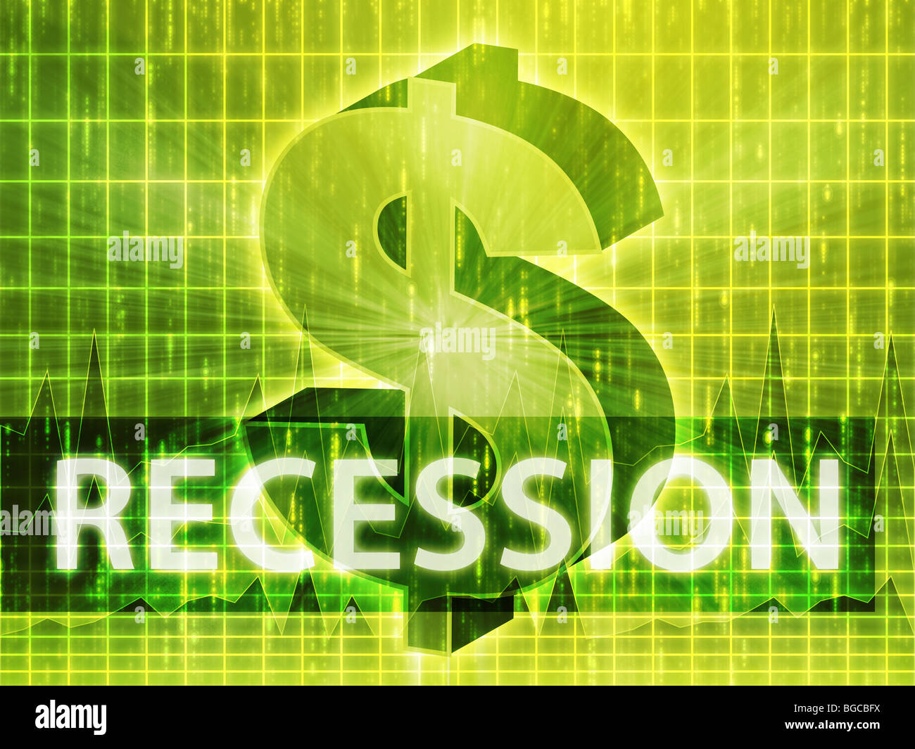 Recession Finance illustration, dollar symbol over financial design ...