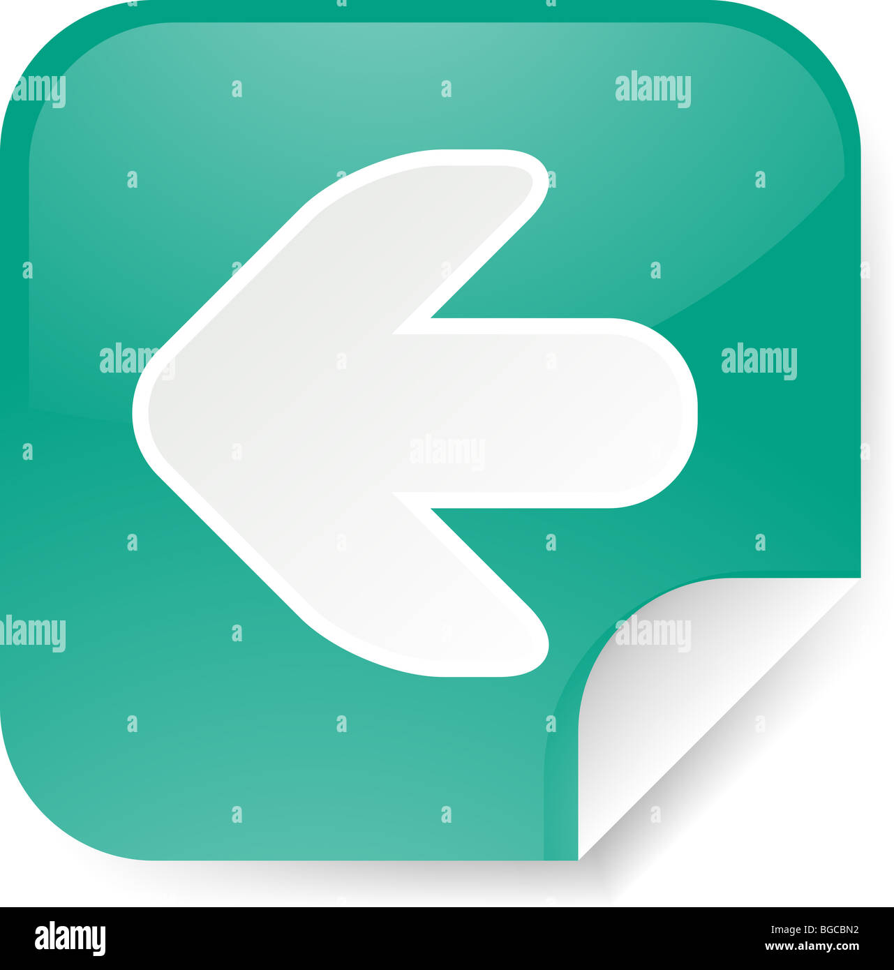 Navigation icon sticker with arrow pointing left Stock Photo - Alamy