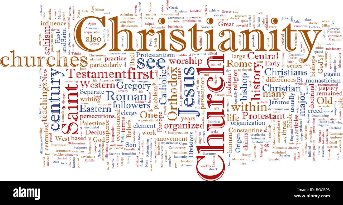 Word cloud concept illustration of Christian religion Stock Photo - Alamy