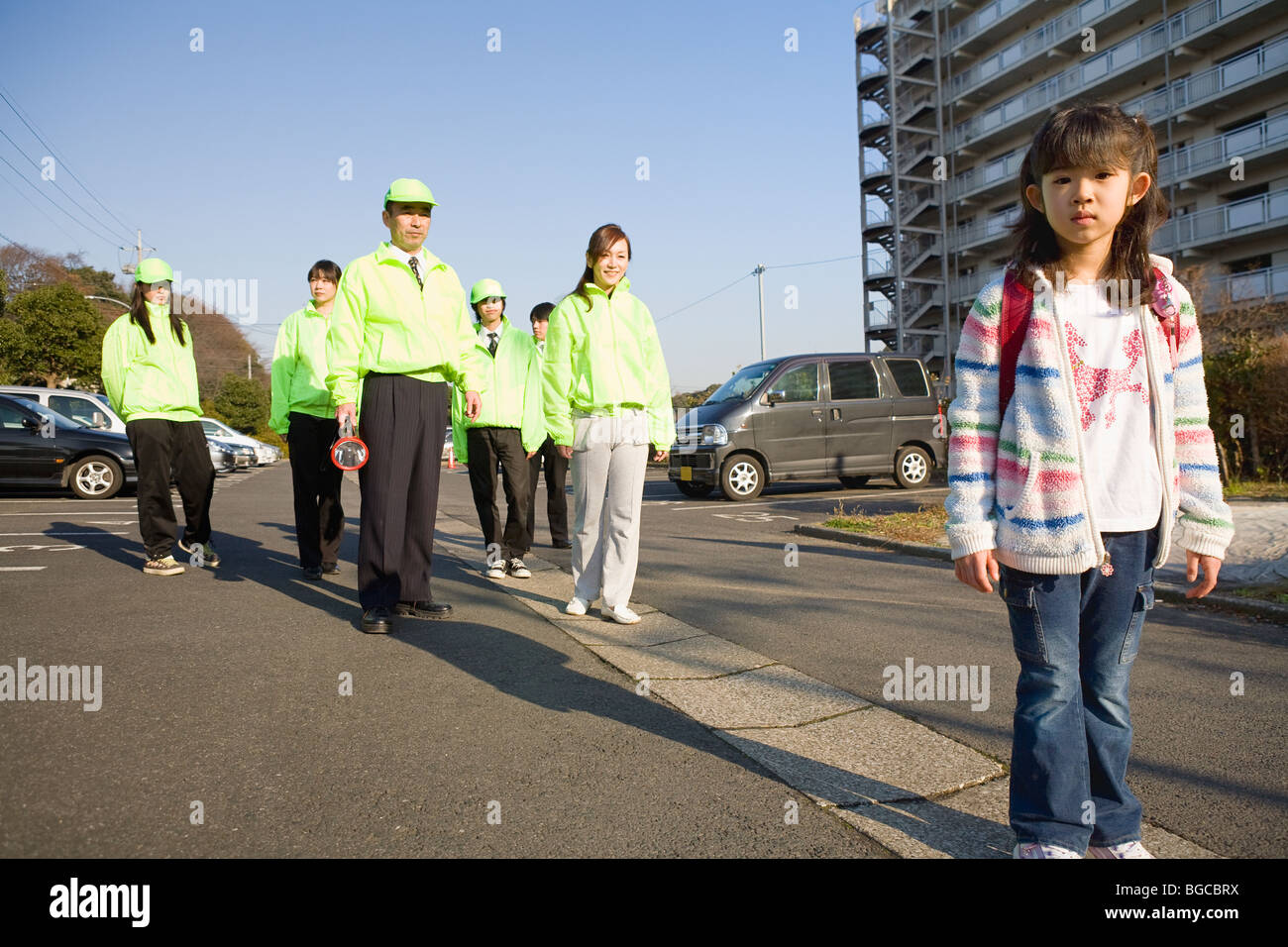 Neighborhood security and girl Stock Photo - Alamy