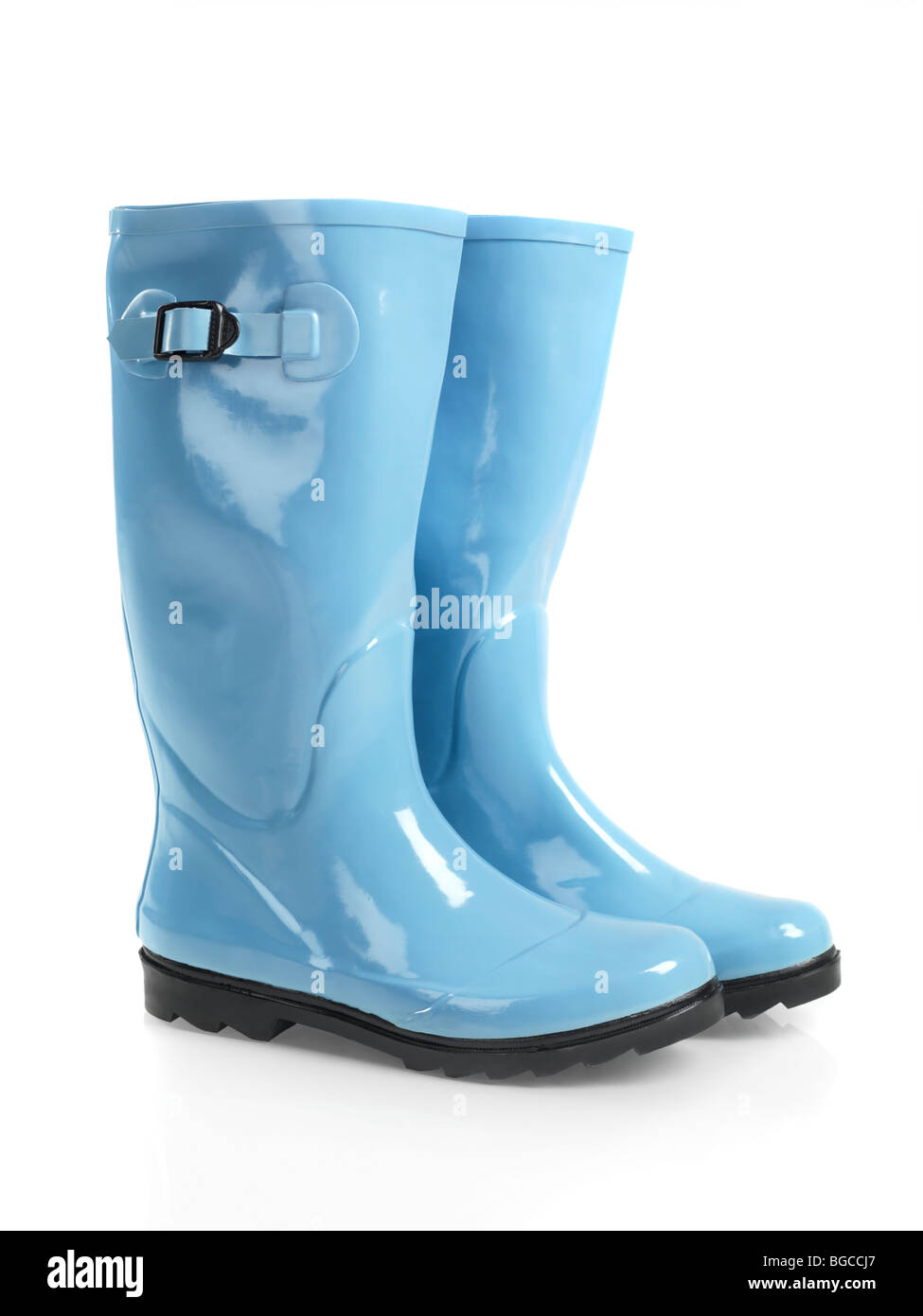 Blue rubber boots isolated on white background Stock Photo - Alamy