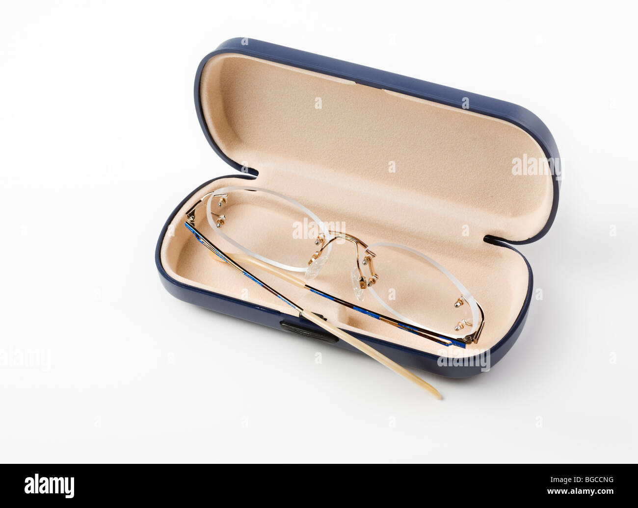 Spectacles without frames in open case Stock Photo - Alamy