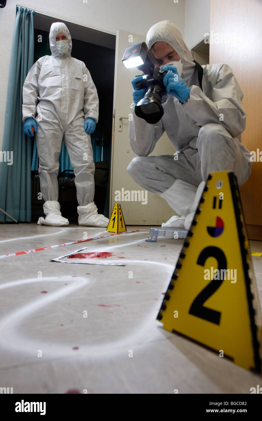 Crime Scene Investigation Forensic People At A Murder Scene Police