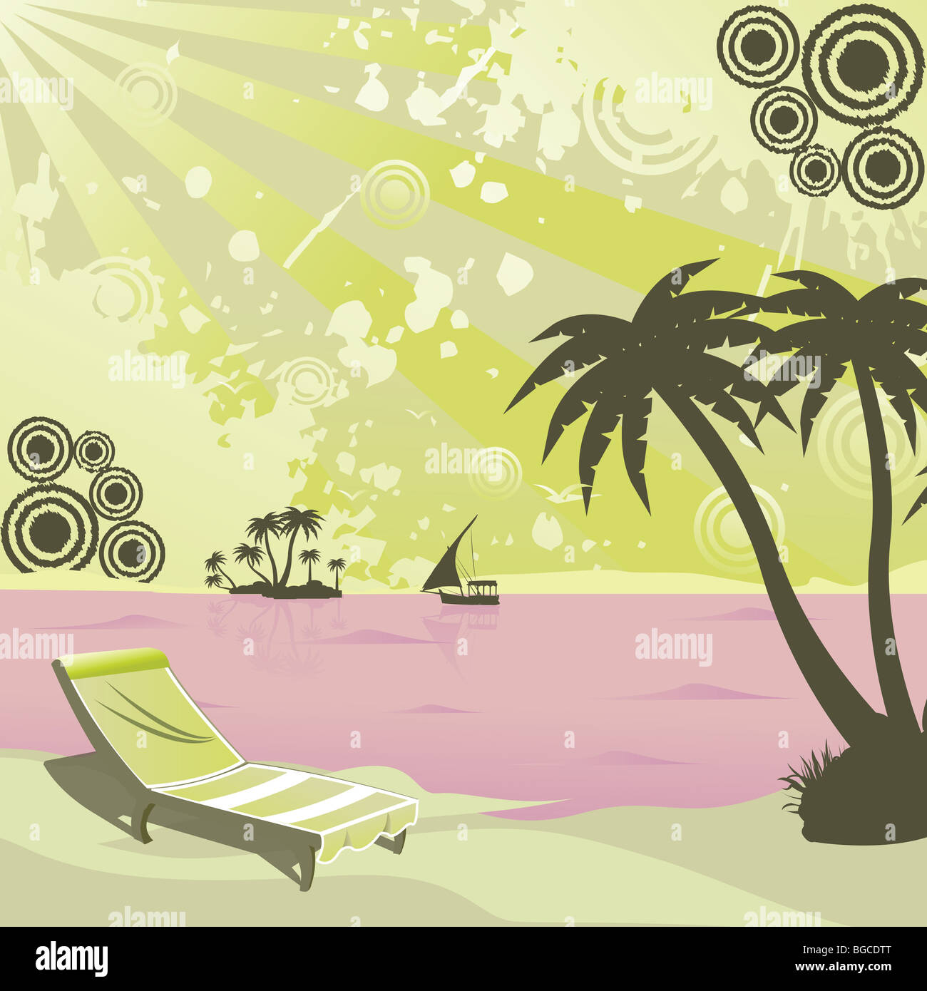 silhouette of beach with boats,shack,coconut trees Stock Photo - Alamy