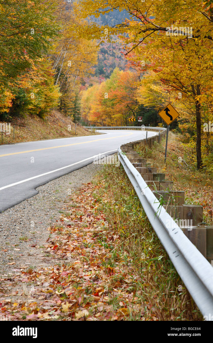 The Kancamagus Highway (route 112) during the autumn months, which is ...
