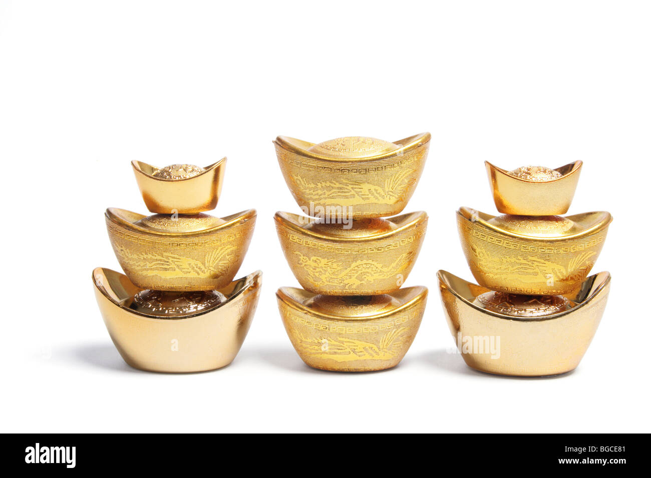 Stacks of Chinese Gold Nuggets Stock Photo - Alamy