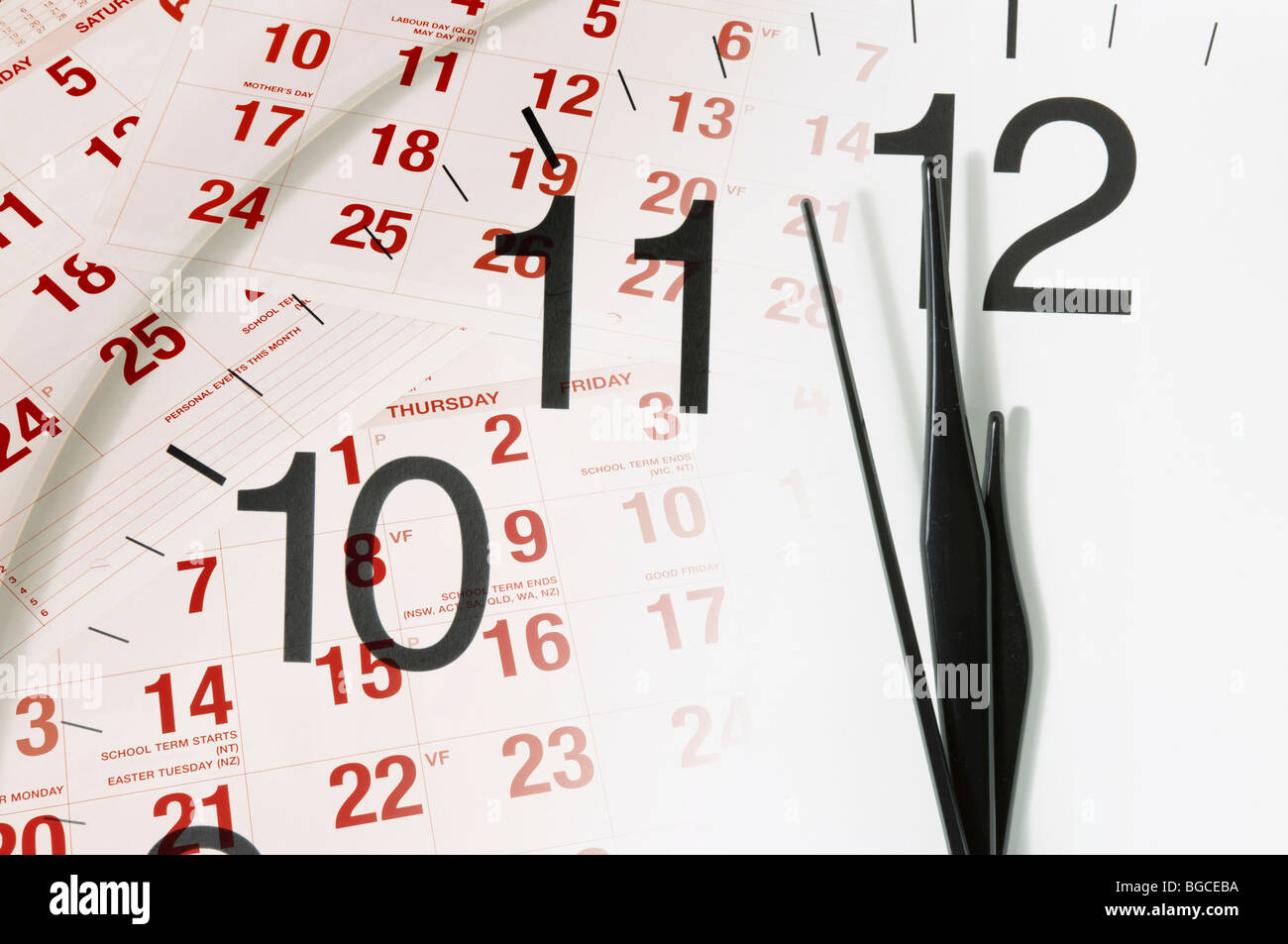 Calendar and Clock Stock Photo - Alamy