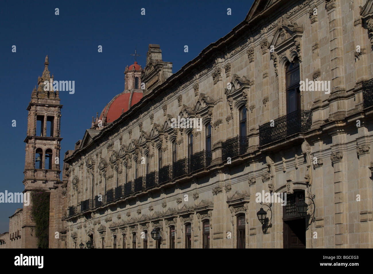 View of the Templo de la Merced, in Morelia, Michoacan state Mexico ...