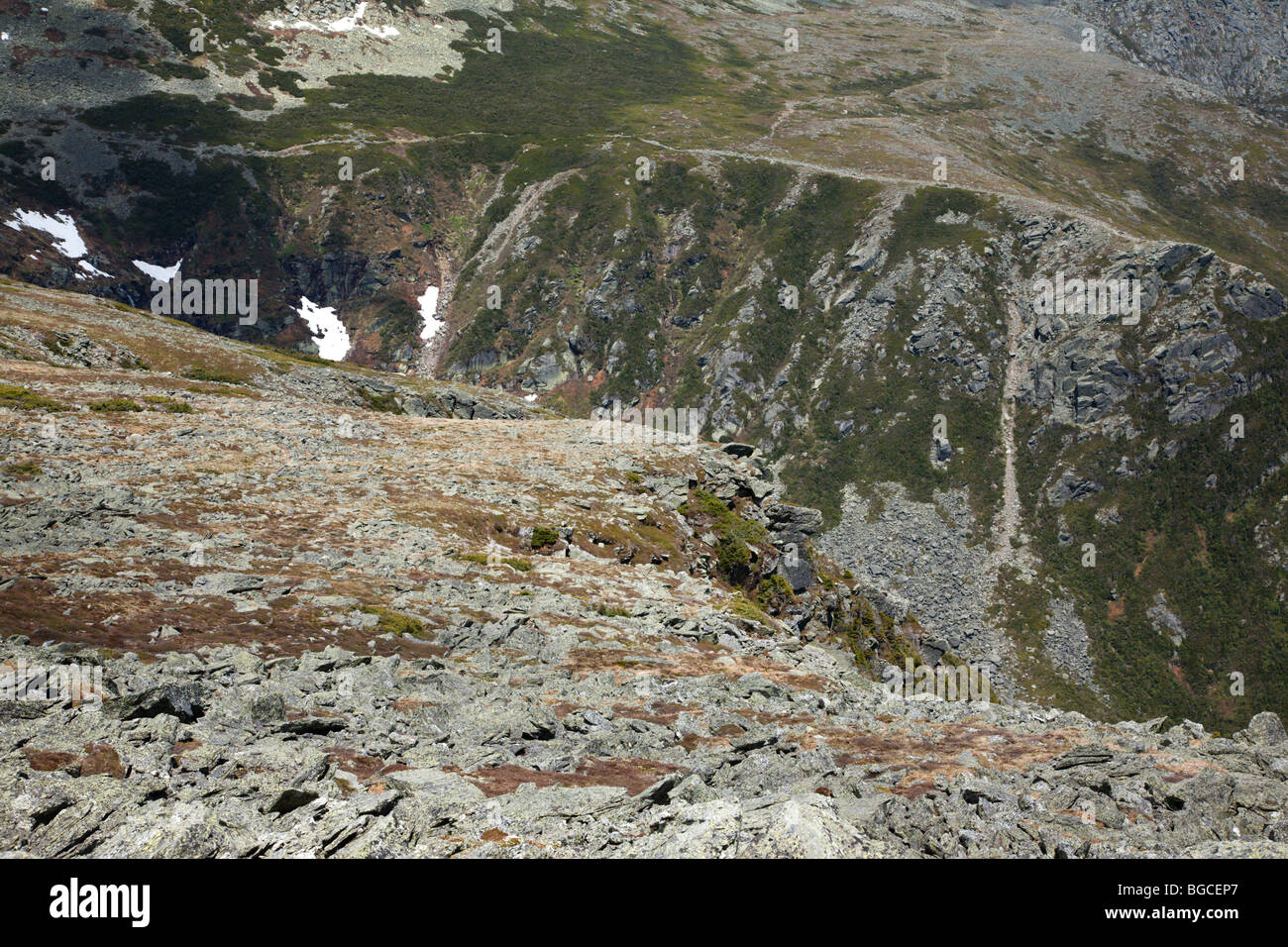 Tuckerman Ravine during the early summer months with snow still in the ...