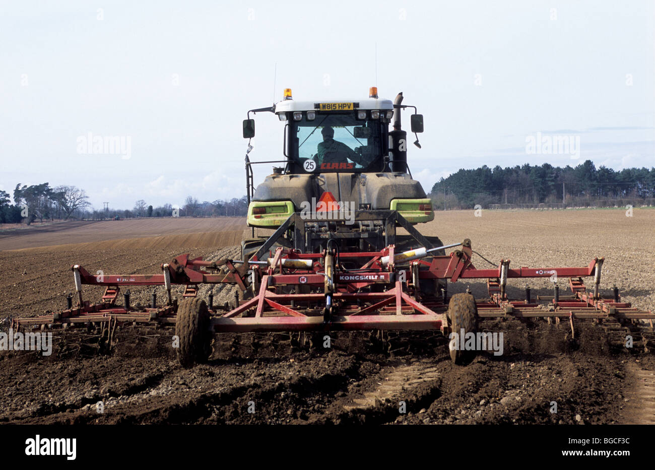 Class Challenger 75E caterpillar tractor with power harrow, Butley ...