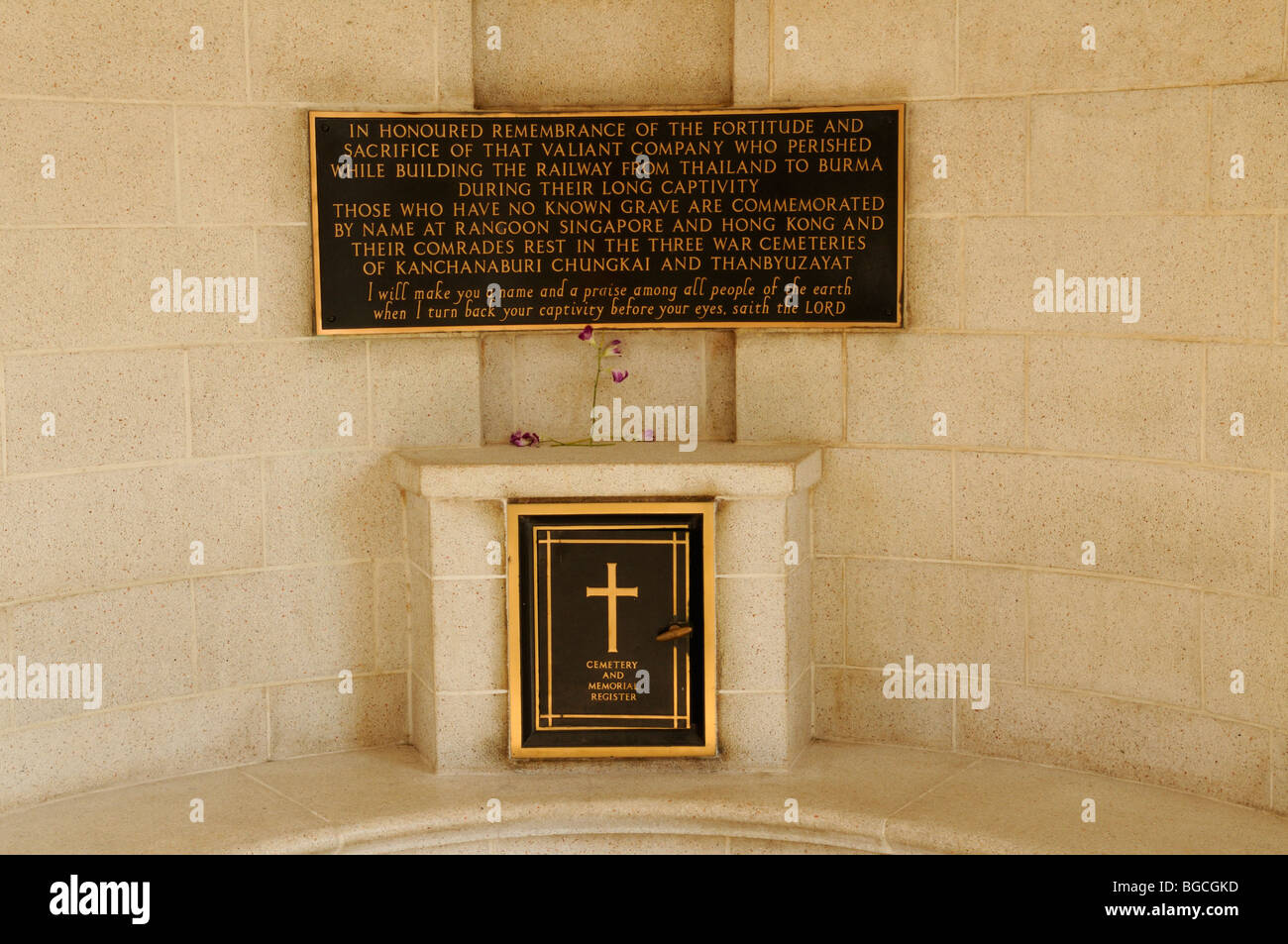 Thailand; Kanchanaburi; Plaque and Memorial Register at the Allied WWII ...