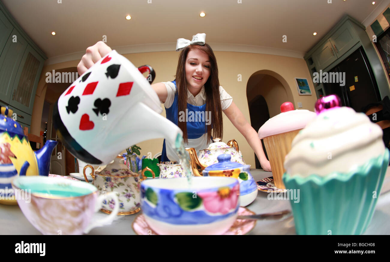 Alice in Wonderland at the Mad Hatter's Tea Party Stock Photo - Alamy