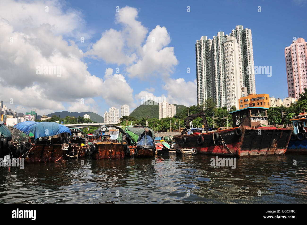 Buildings 5 towers harbourside background view hi-res stock photography ...