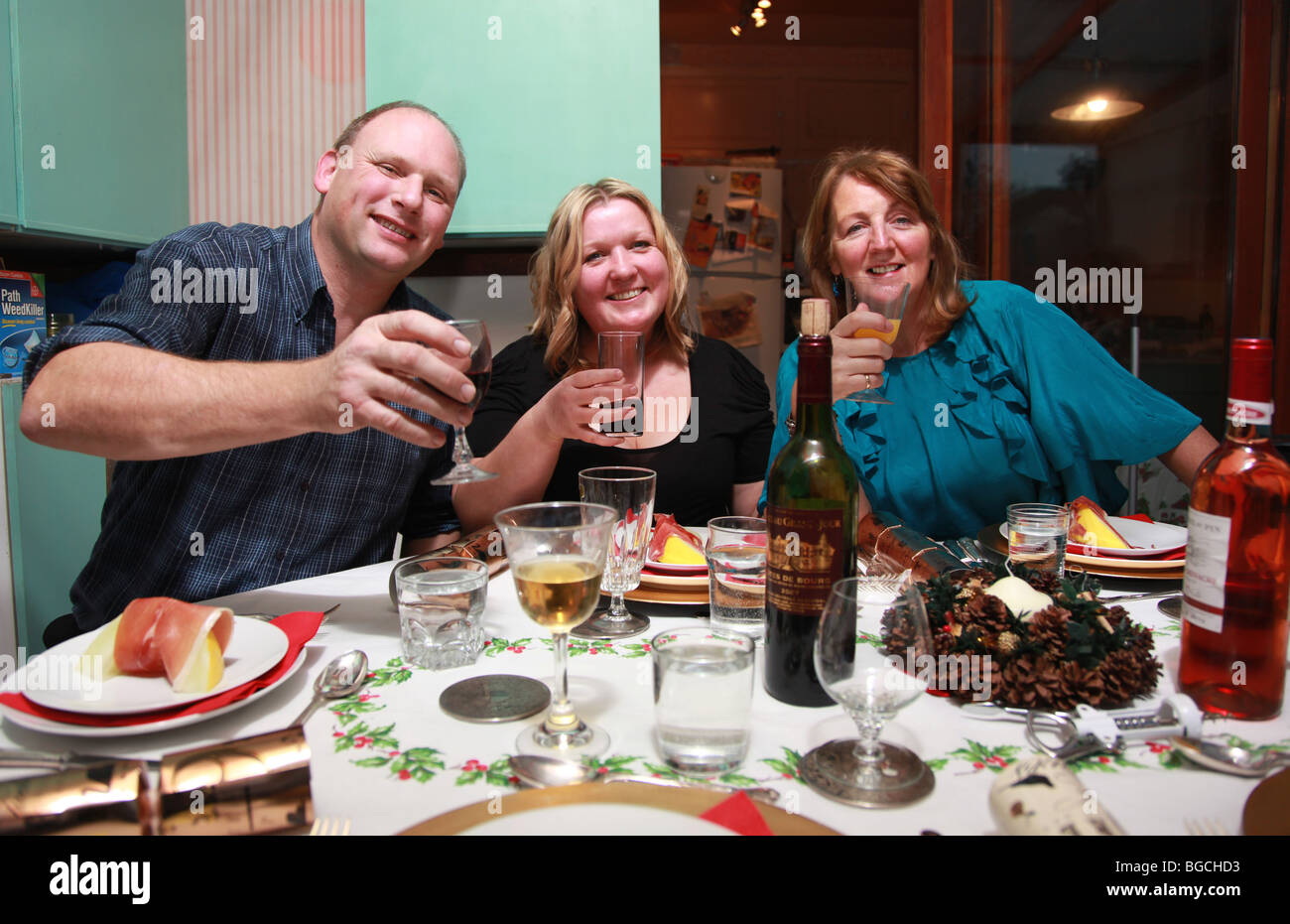 Group of adults having dinner together Stock Photo - Alamy