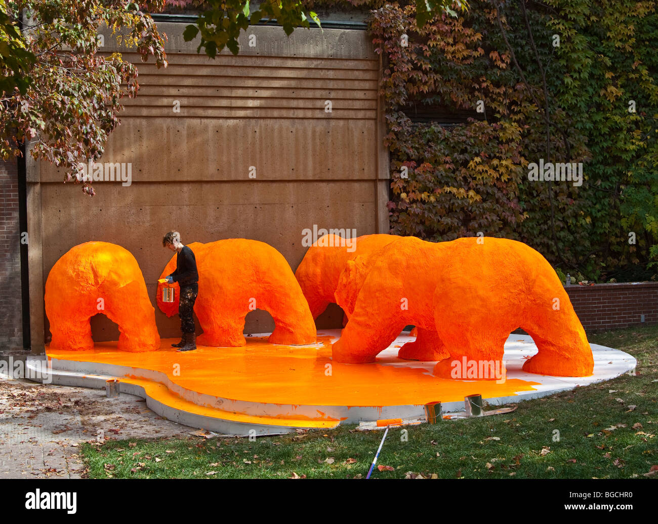 Dean Drever, Canadian artist, painting bear sculptures Toronto, Canada ...