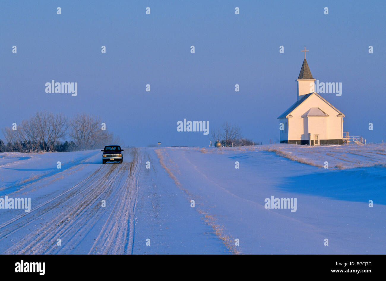 Winter Road In North Dakota