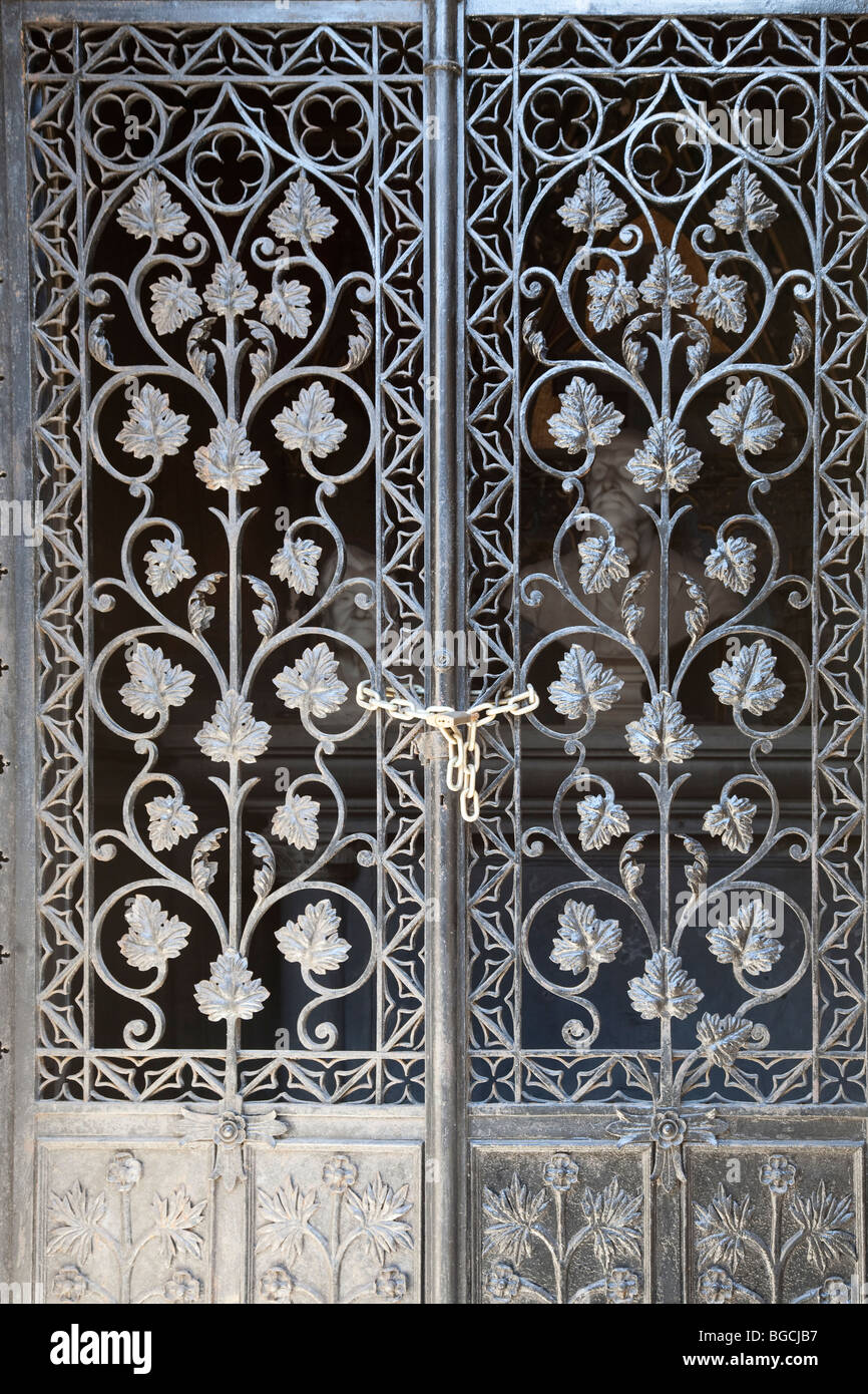 Elaborate ironwork doors to crypt, Recoleta Cemetery, Buenos Aires ...