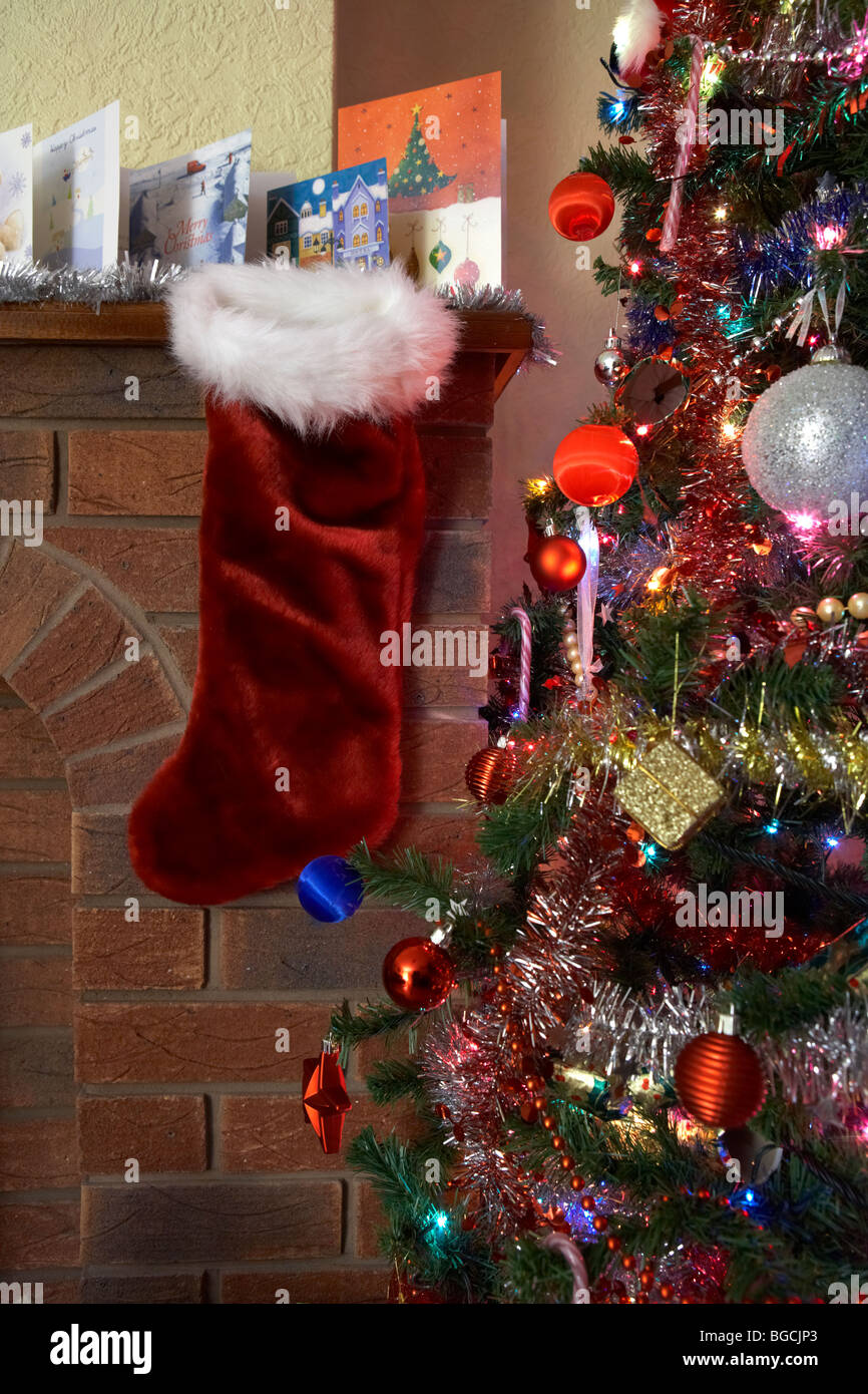 Stocking hanging in fireplace xmas hi-res stock photography and images ...