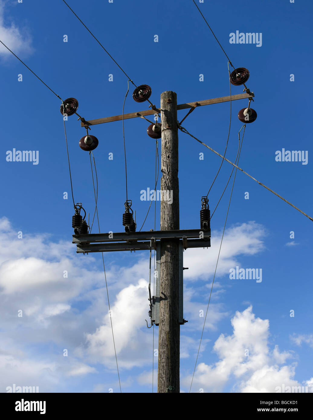 telephone pole with cables and wires in the countryside Stock Photo - Alamy