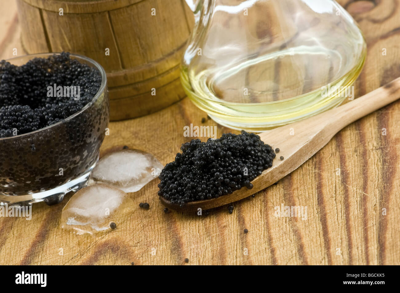 black caviar on wood table Stock Photo - Alamy