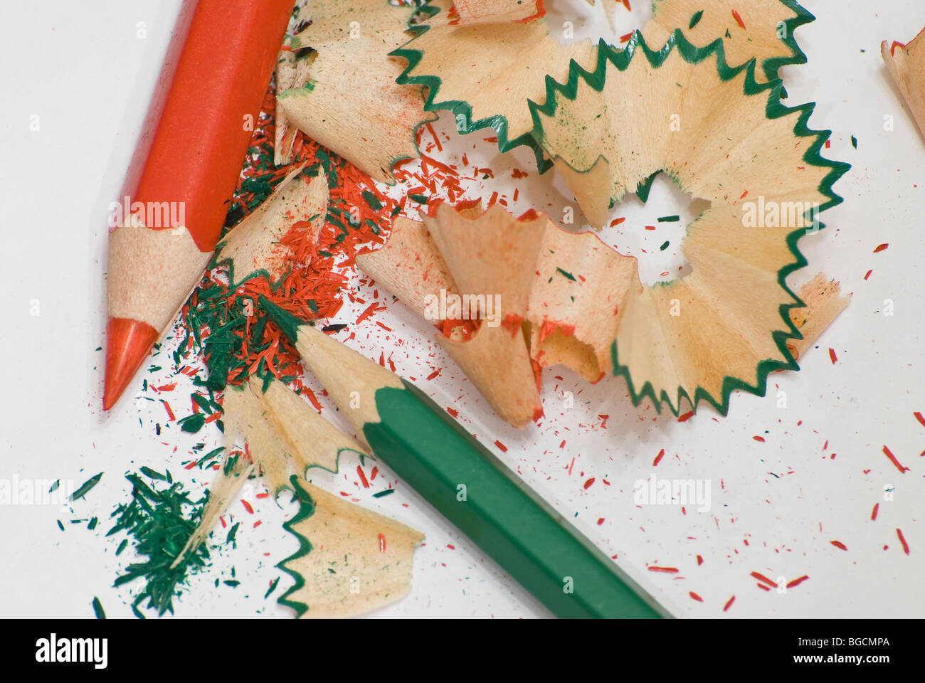 Edge pencils and wooden flakes Stock Photo - Alamy