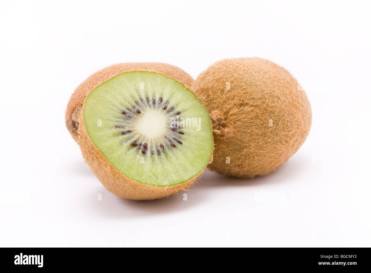 Fresh ripe Kiwi Fruit Segments isolated against white background Stock ...