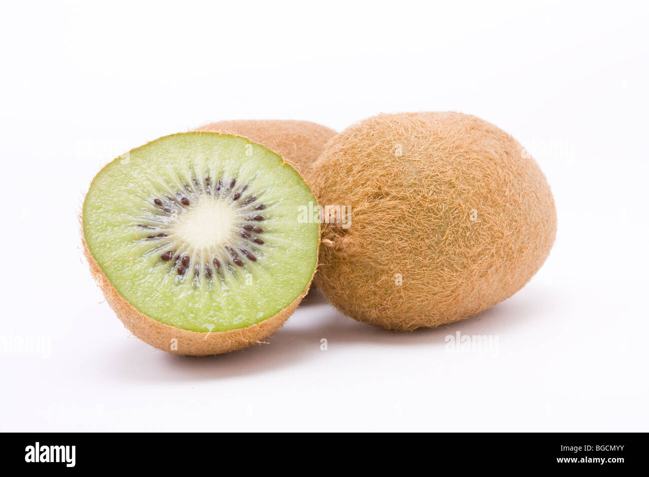 Fresh ripe Kiwi Fruit Segments isolated against white background Stock ...
