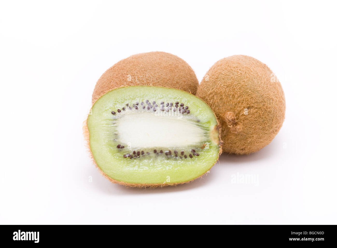 Fresh ripe Kiwi Fruit Segments isolated against white background Stock ...