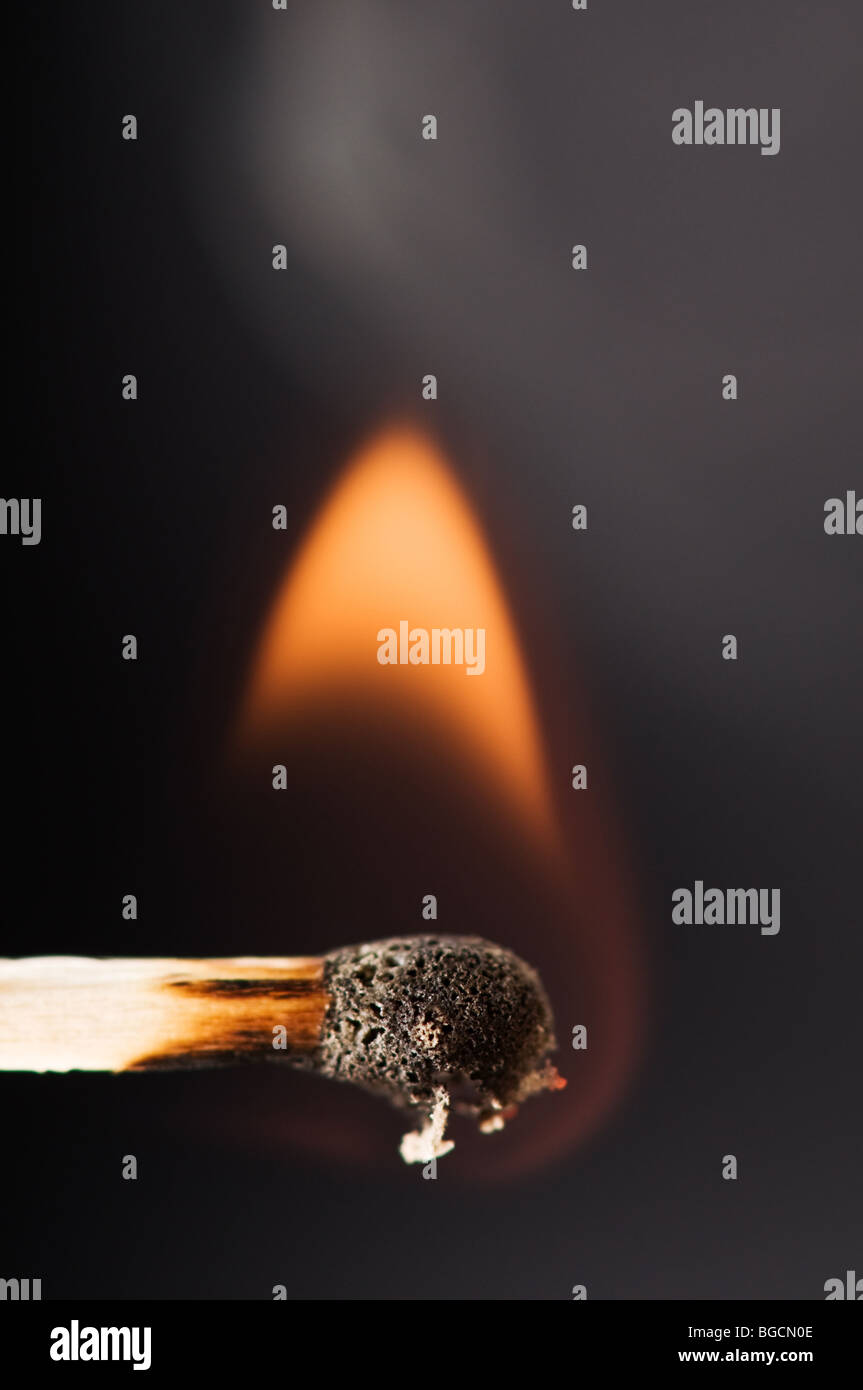 burning matchstick closeup Stock Photo - Alamy