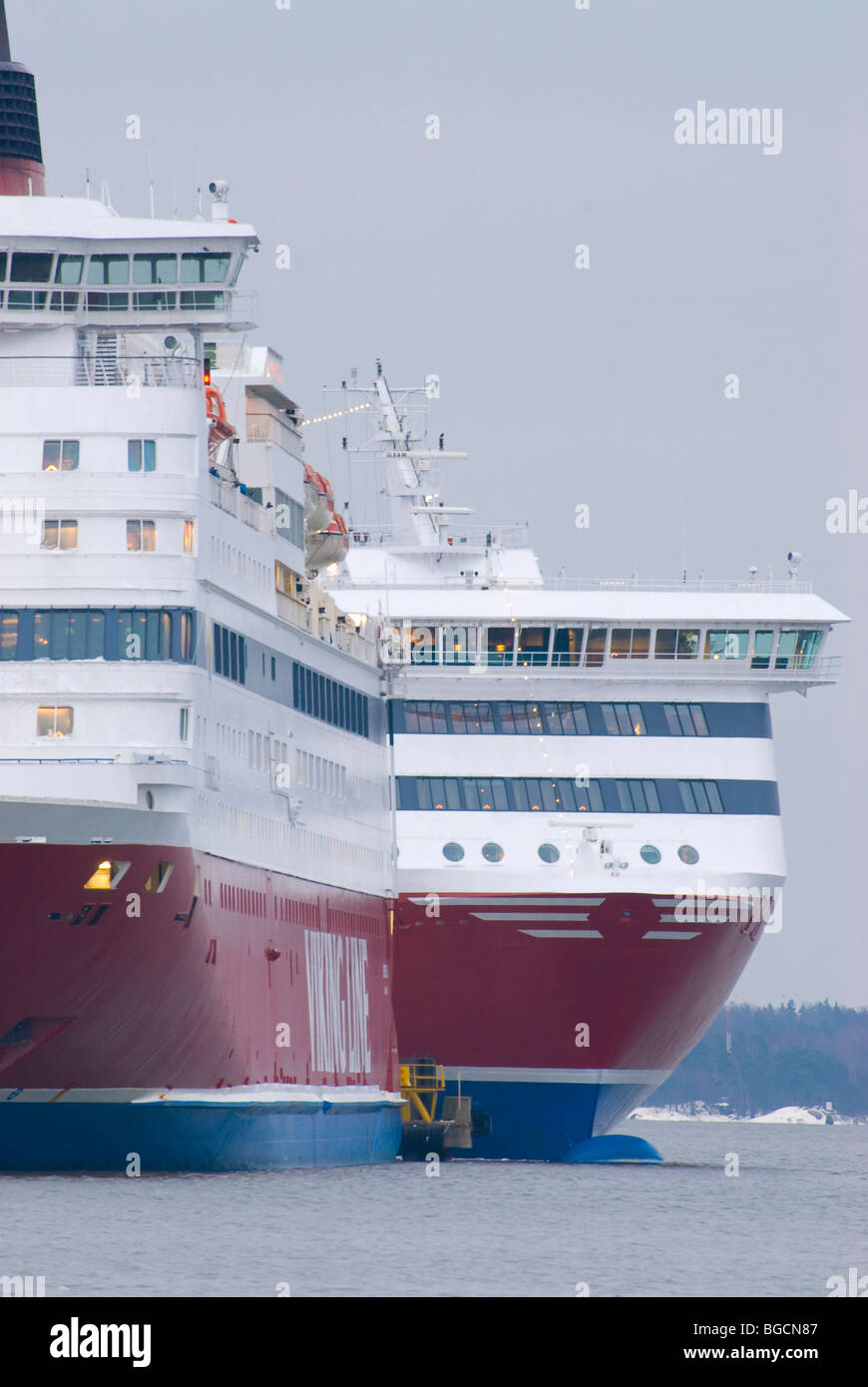 Scandinavian sea ferry Viking Line at Helsinki Baltic Sea port Stock ...