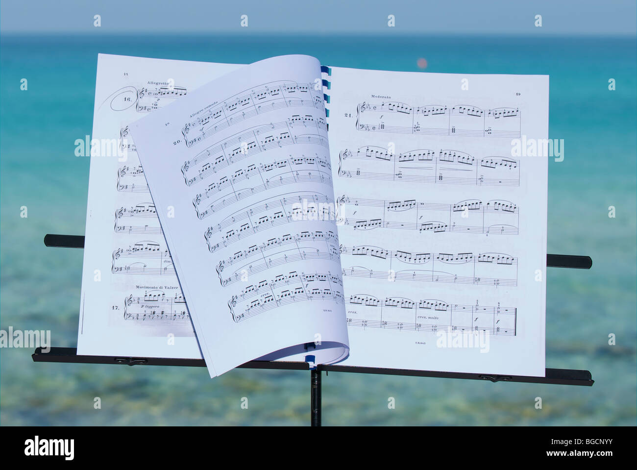 sheet music on sea background Stock Photo - Alamy