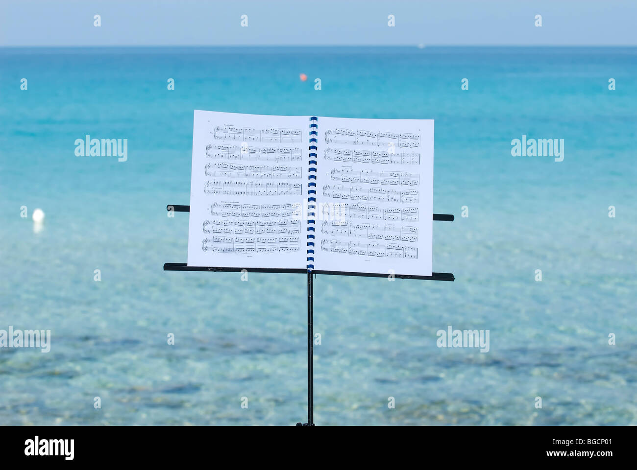 sheet music on sea background Stock Photo - Alamy