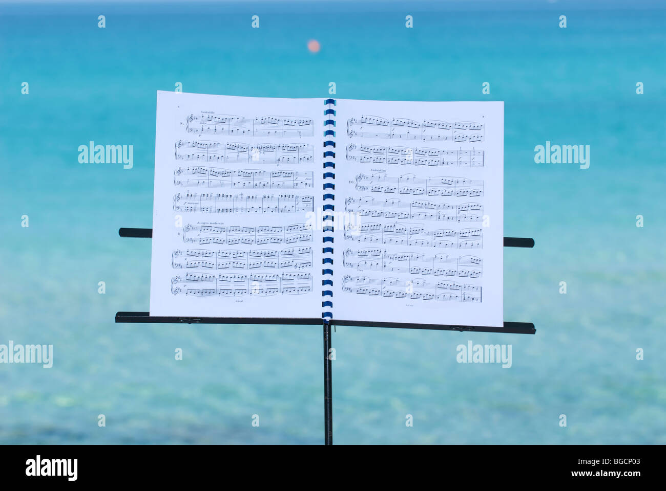 sheet music on sea background Stock Photo - Alamy