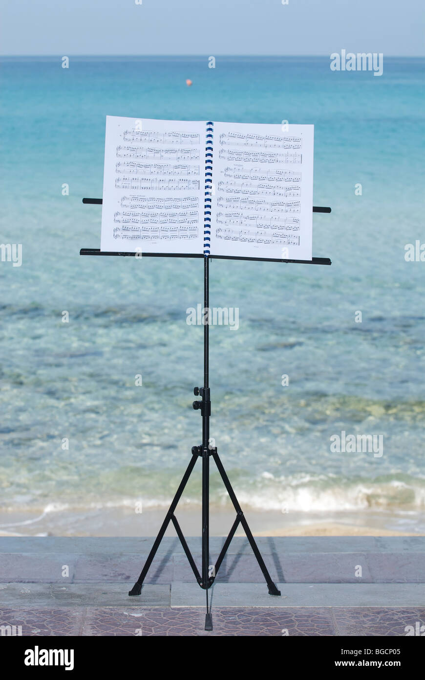 sheet music on sea background Stock Photo - Alamy