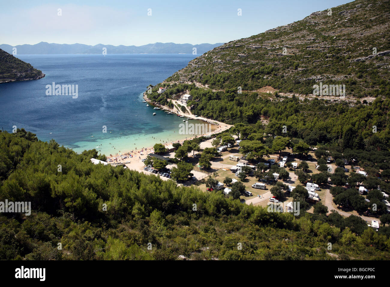 Croatia Adriatic coast. Tourist camp in Prapratno bay Stock Photo - Alamy