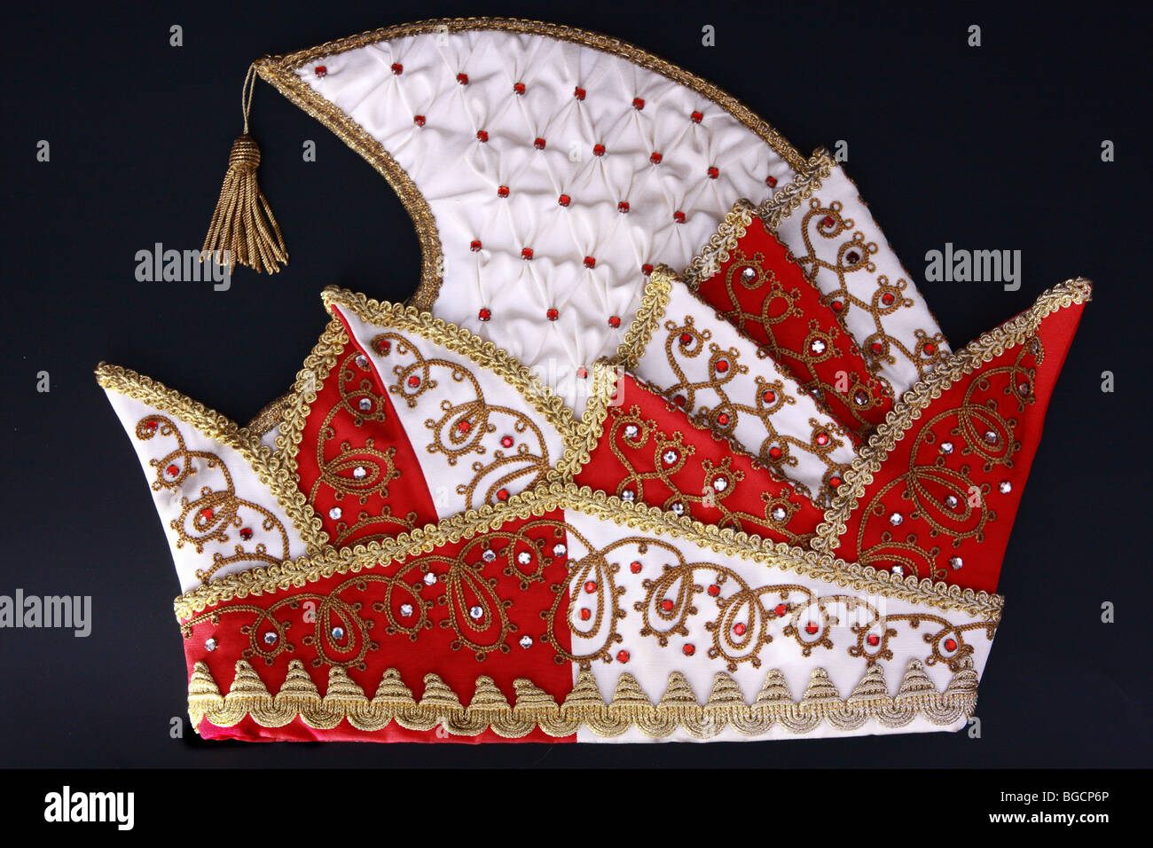 traditional german jesters hat on black background Stock Photo - Alamy